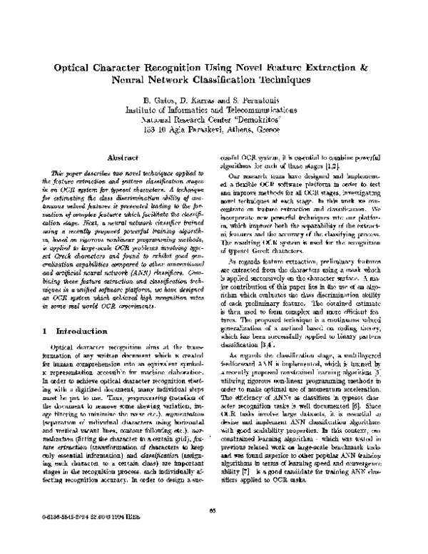 (PDF) Optical Character Recognition Using Novel Feature Extraction & Neural Network ...
