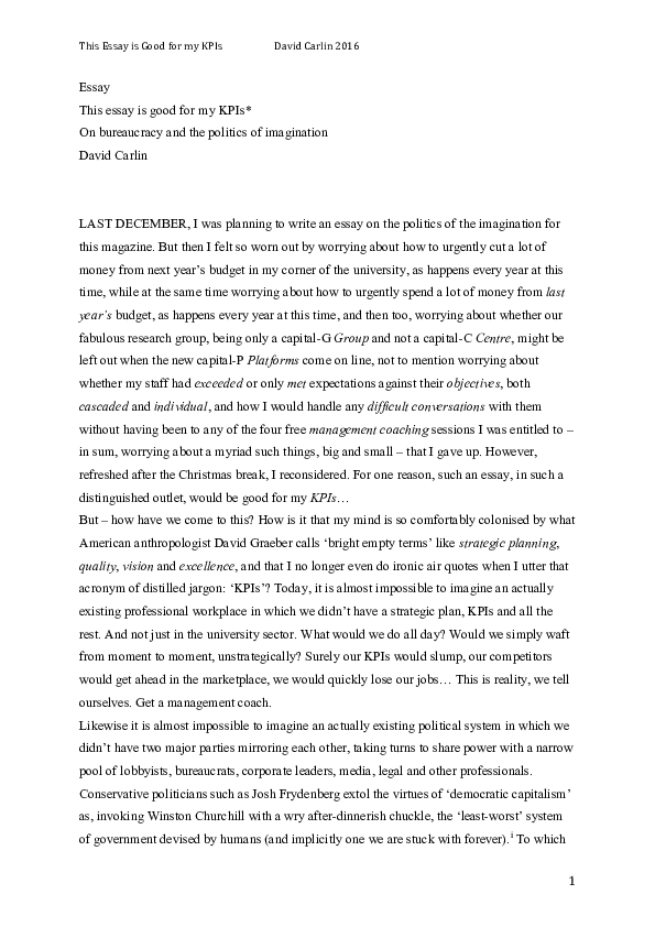 (PDF) Griffith Review: This Essay is Good for my KPIs