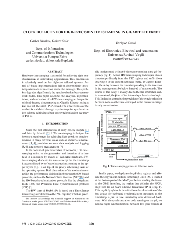 (PDF) Clock duplicity for high-precision timestamping in gigabit ethernet