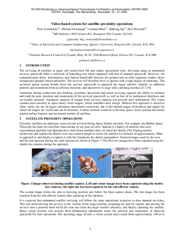 (PDF) Video-based system for satellite proximity operations