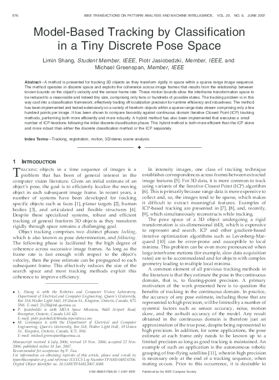 (PDF) Model-Based Tracking by Classification in a Tiny Discrete Pose Space
