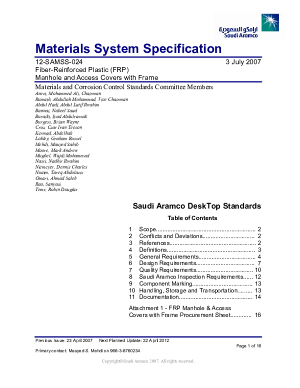 (PDF) Materials System Specification Fiber-Reinforced Plastic (FRP) Manhole and Access Covers ...
