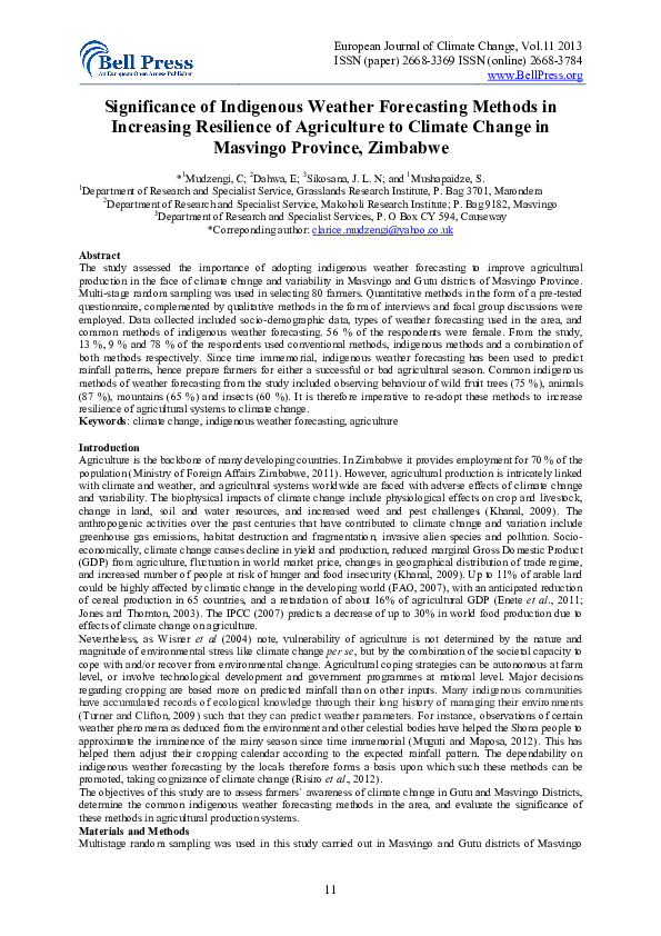 (PDF) Significance of Indigenous Weather Forecasting Methods Increasing ...