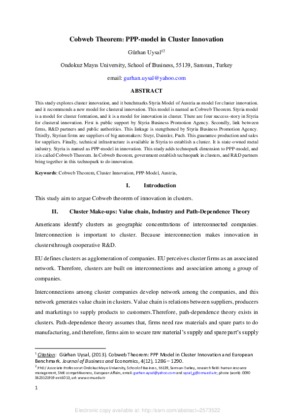 (PDF) Cobweb Theorem: PPP-model in Cluster Innovation