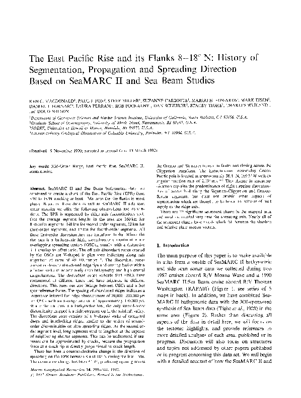 Pdf The East Pacific Rise And Its Flanks 818° N History Of Segmentation Propagation And