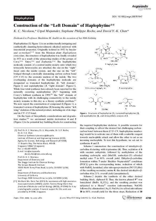 (PDF) Construction of the “Left Domain” of Haplophytine