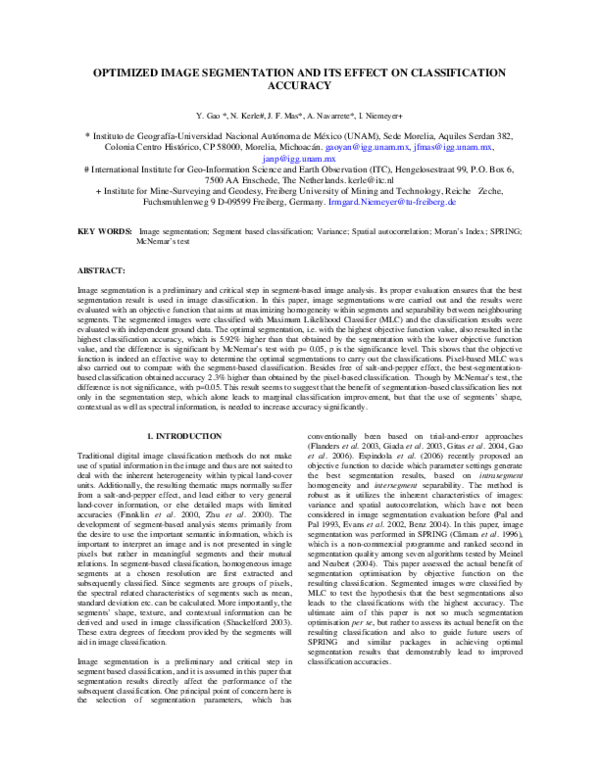 Pdf Optimized Image Segmentation And Its Effect On Classification