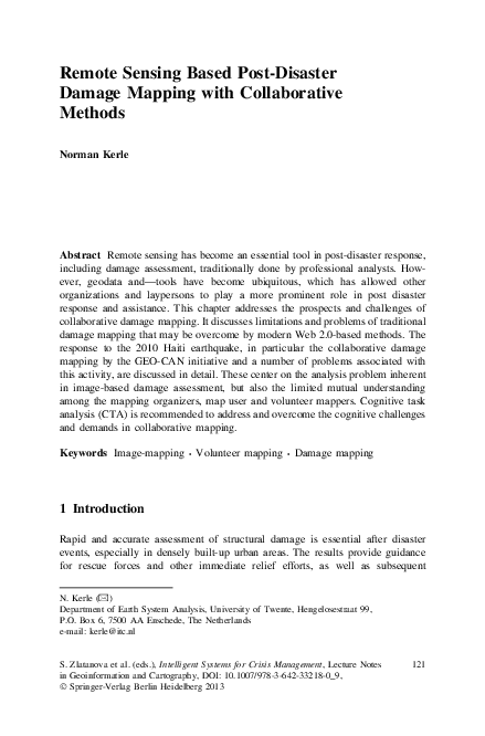 (PDF) Remote Sensing Based Post-Disaster Damage Mapping with Collaborative Methods