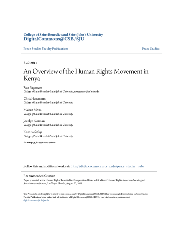 (PDF) An Overview of the Human Rights Movement in Kenya