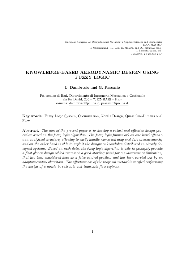(PDF) Knowledge-Based Aerodynamic Design Using Fuzzy Logic