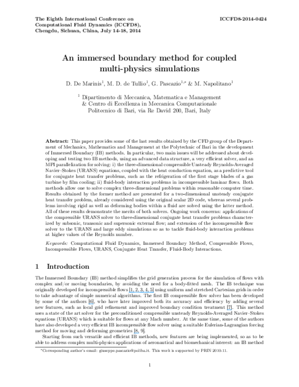 (PDF) An immersed boundary method for coupled multi-physics simulations