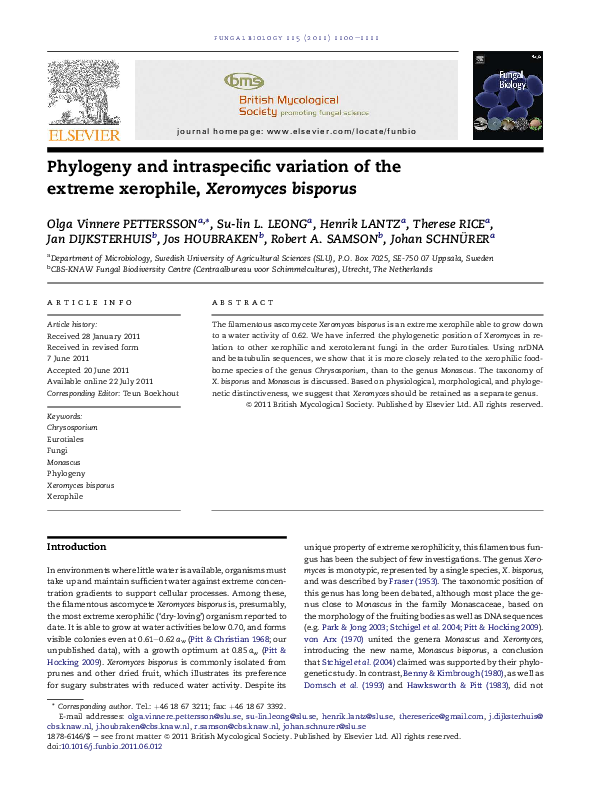 (PDF) Phylogeny and intraspecific variation of the extreme xerophile ...