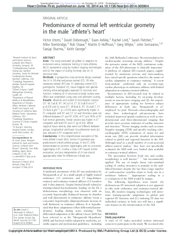 (PDF) Predominance of normal left ventricular geometry in the male ...