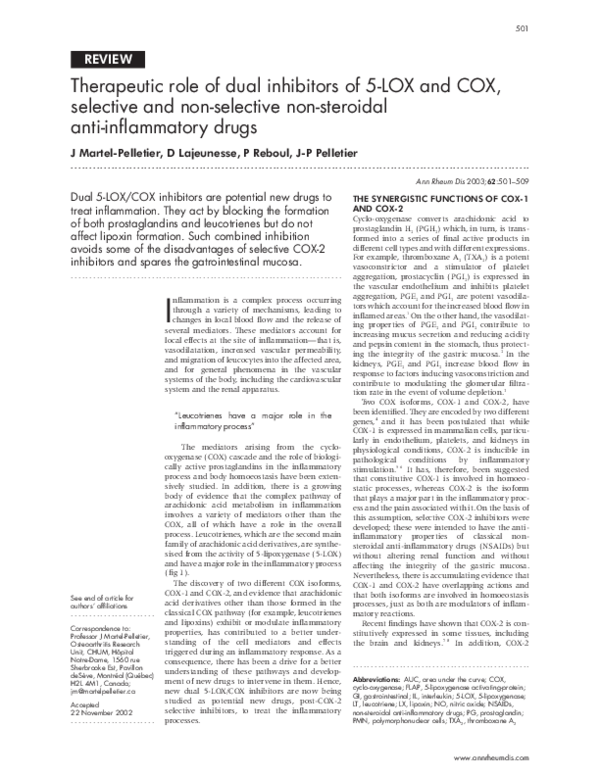 (PDF) Therapeutic role of dual inhibitors of 5-LOX and COX, selective ...