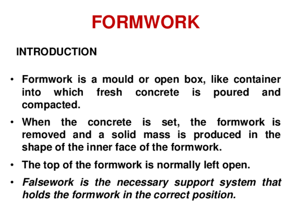 (PDF) FORMWORK INTRODUCTION
