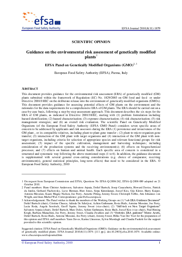 (PDF) Guidance on the environmental risk assessment of genetically ...