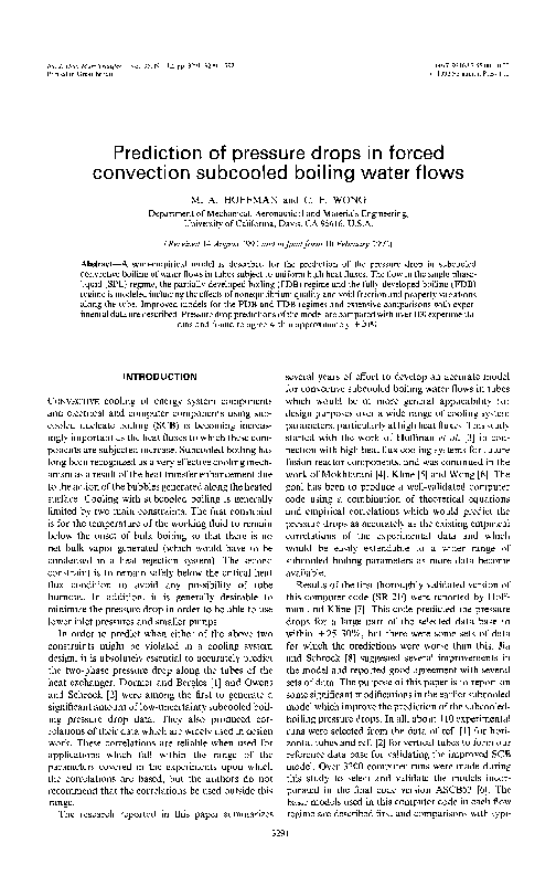 (PDF) Prediction of pressure drops in forced convection subcooled boiling water flows