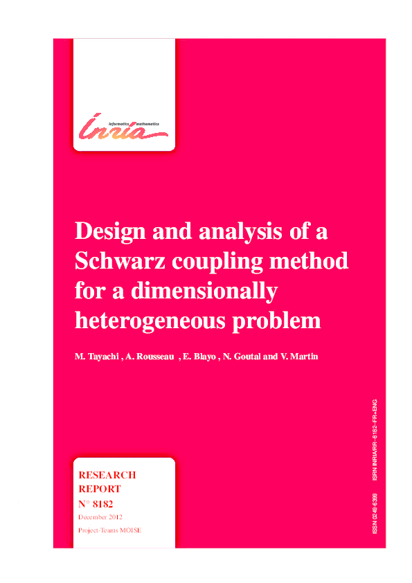 (PDF) Design and analysis of a Schwarz coupling method for a dimensionally heterogeneous problem