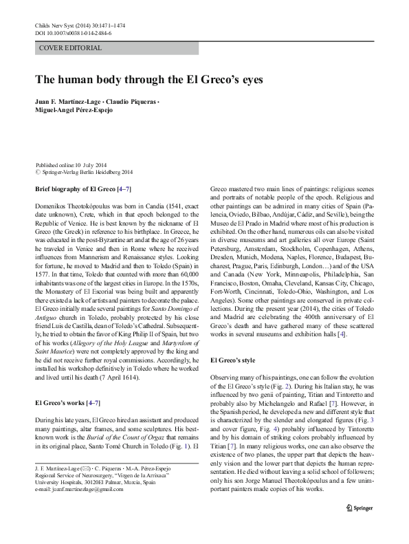 (PDF) The human body through the El Greco’s eyes