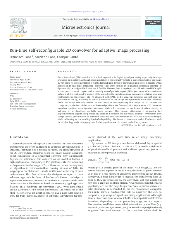 (PDF) Run-time self-reconfigurable 2D convolver for adaptive image processing