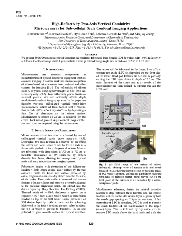 (PDF) High-Reflectivity TwoAxis Vertical Comb Drive Microscanners for ...