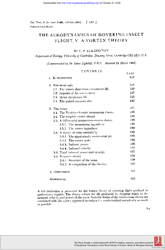 (PDF) The Aerodynamics of Hovering Insect Flight. V. A Vortex Theory