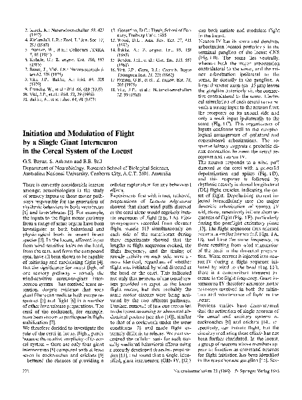(PDF) Initiation and modulation of flight by a single giant interneuron ...
