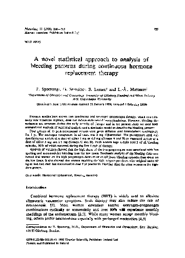 Pdf A Novel Statistical Approach To Analysis Of Bleeding Patterns