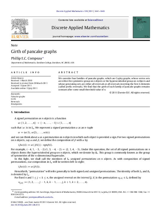 (PDF) Girth of pancake graphs