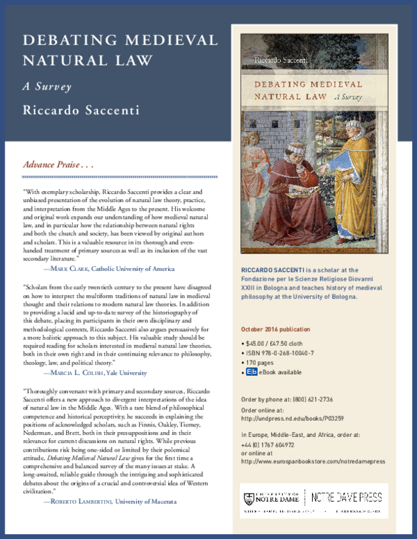 Debating Medieval Natural Law: A Survery