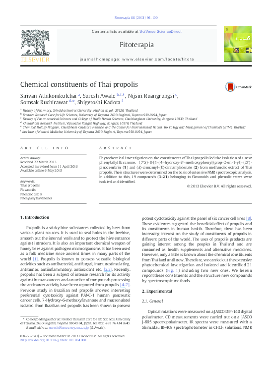 (PDF) Chemical constituents of Thai propolis
