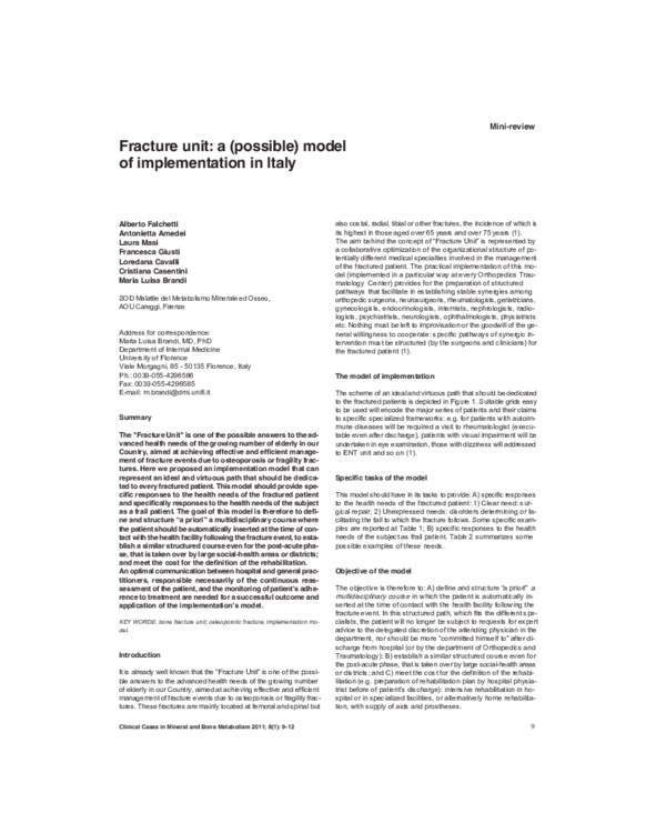 (PDF) Fracture unit: a (possible) model of implementation in Italy