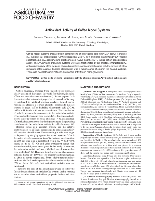 (PDF) Antioxidant Activity of Coffee Model Systems