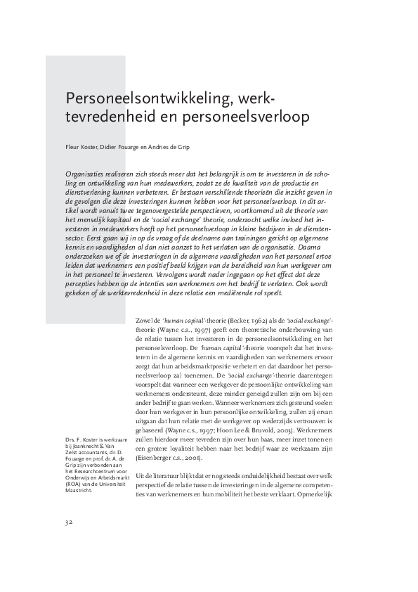 (PDF) Personeelsontwikkeling, werk- tevredenheid en personeelsverloop ...