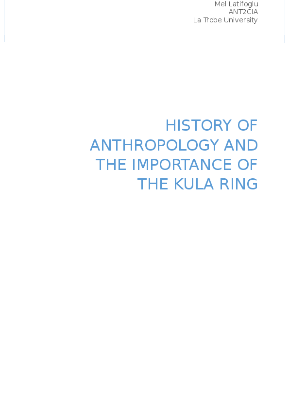 (DOC) History of Anthropology and the Importance of the Kula Ring