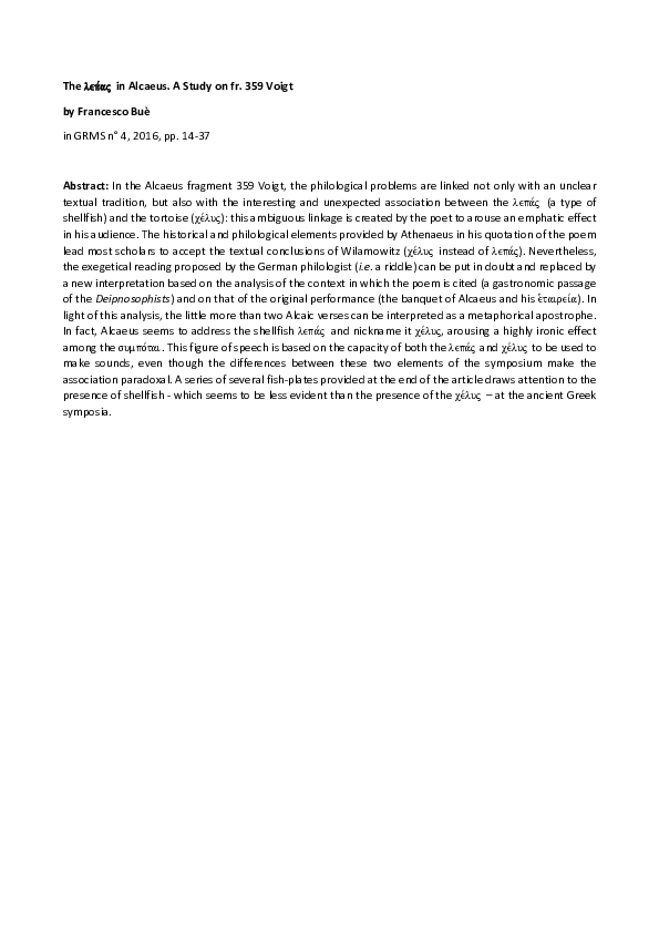 (PDF) The lepas in Alcaeus