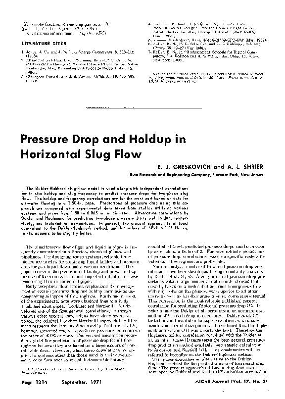(PDF) Pressure drop and holdup in horizontal slug flow