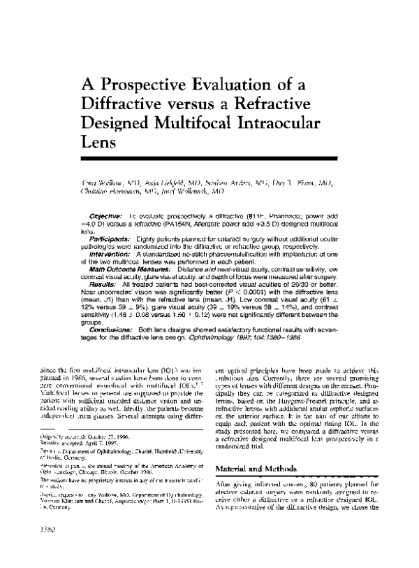 (PDF) A prospective evaluation of a diffractive versus a refractive ...