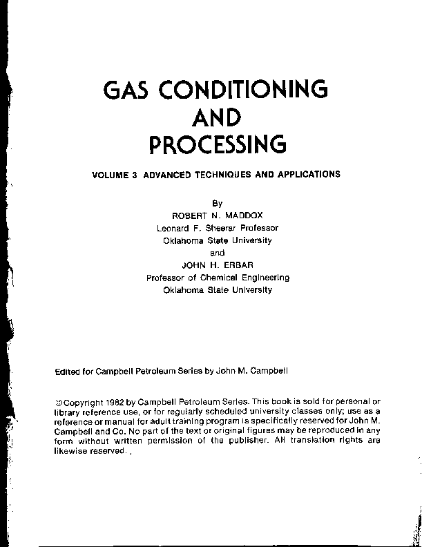 (PDF) Gas conditioning and processing