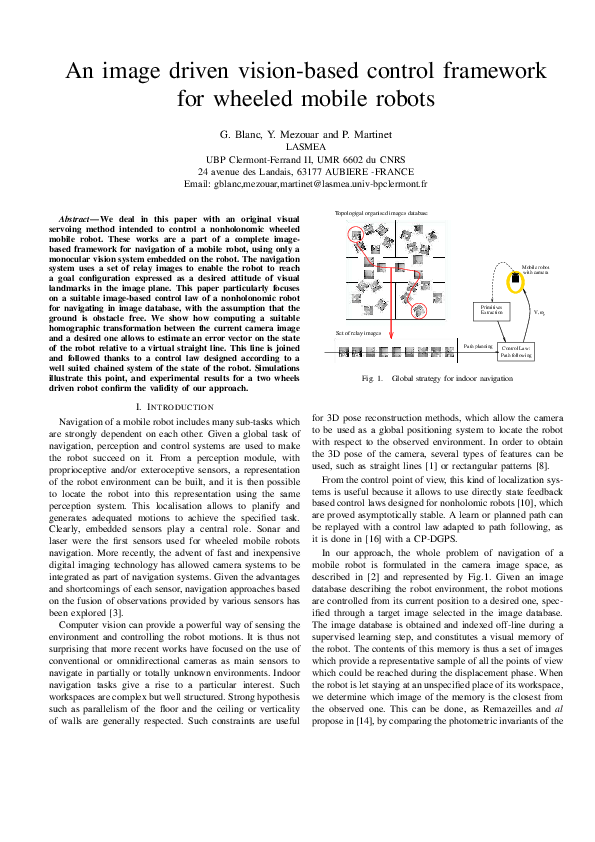 Pdf An Image Driven Vision Based Control Framework For Wheeled Mobile Robots
