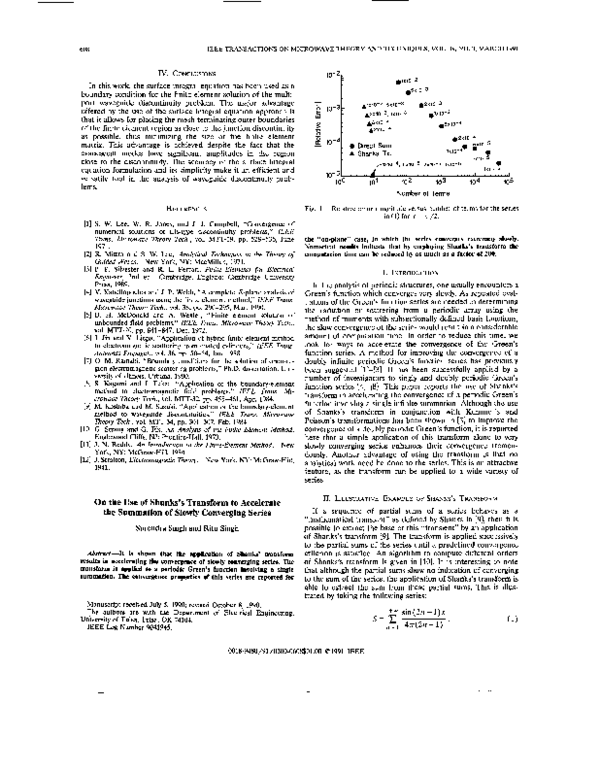 (PDF) On the use of Shank's transform to accelerate the summation of ...