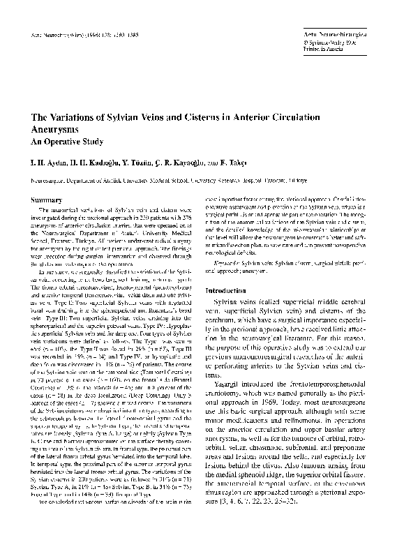 (PDF) The variations of sylvian veins and cisterns in anterior ...