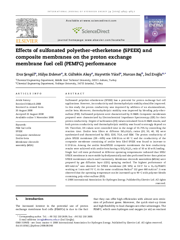 (PDF) Effects of sulfonated polyether-etherketone (SPEEK) and composite ...