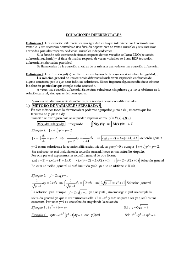 (PDF) ECUACIONES DIFERENCIALES DE PRIMER ORDEN