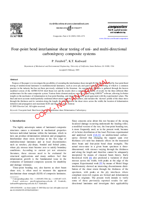 (PDF) Four-point bend interlaminar shear testing of uni- and multi ...