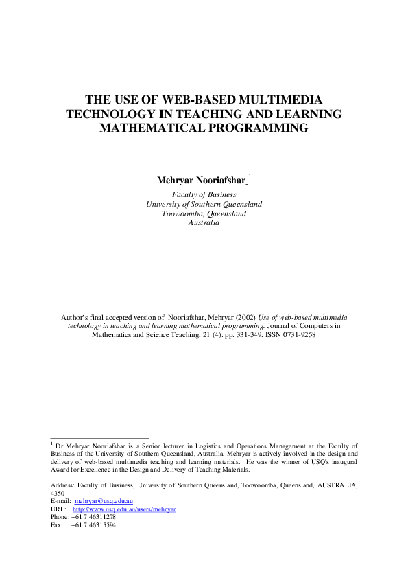 (PDF) Use of Web-Based Multimedia Technology in Teaching and Learning ...