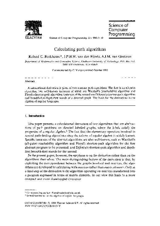 (PDF) Calculating path algorithms