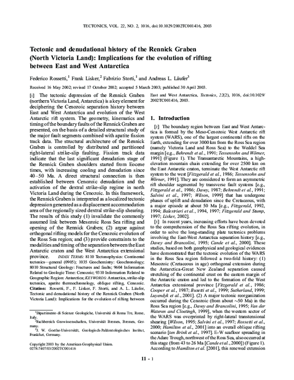 (PDF) Tectonic and denudational history of the Rennick Graben (North ...