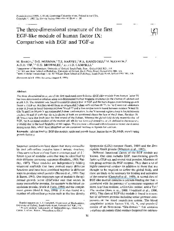 (PDF) The three-dimensional structure of the first EGF-like module of ...