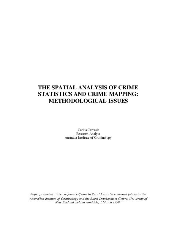 Pdf The Spatial Analysis Of Crime Statistics And Crime Mapping Methodological Issues